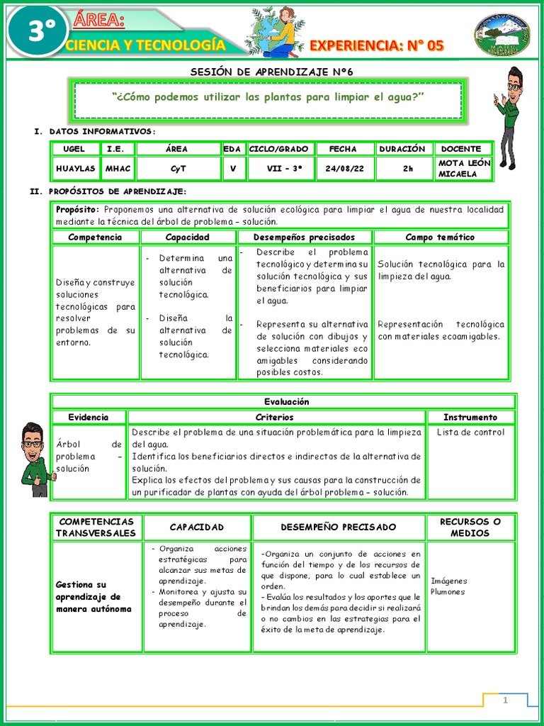 3° SESIÓN DE APRENDIZAJE SESIÓN-6-SEM.3-EXP.5-CyT-listo | PDF | Agua | Aprendizaje
