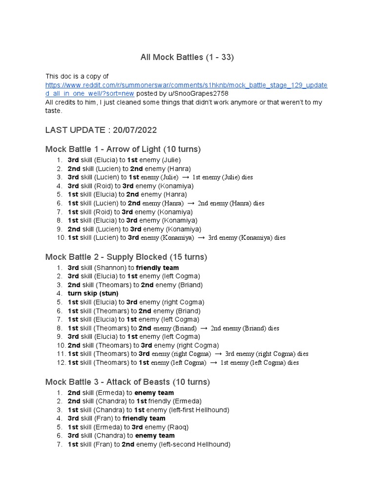 All Mock Battles (1 - 33) | PDF | History