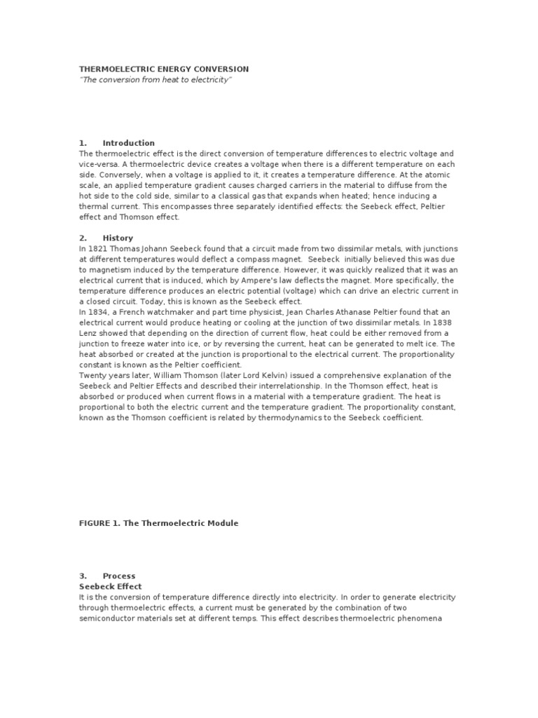 Thermoelectric Energy Conversion Explained | PDF | Electromagnetism ...