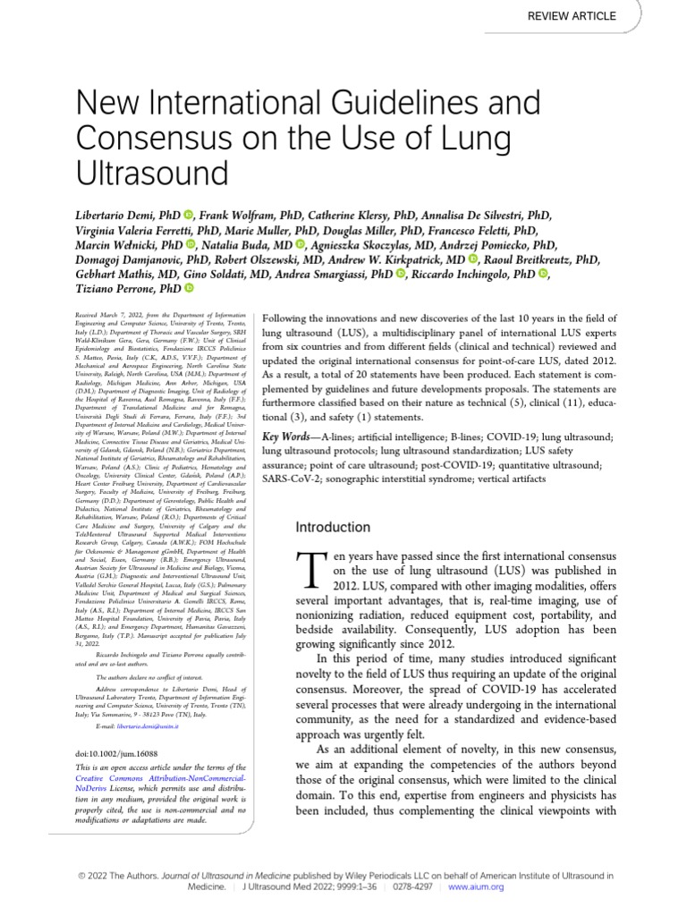 J of Ultrasound Medicine 2022 Demi New International Guidelines ...