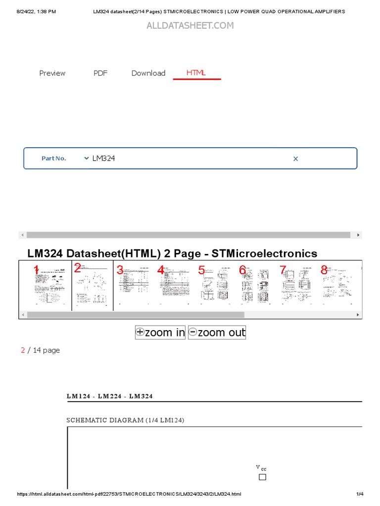Lm324 Datasheet (2 - 14 Pages) Stmicroelectronics - Low Power Quad Operational Amplifiers | PDF ...