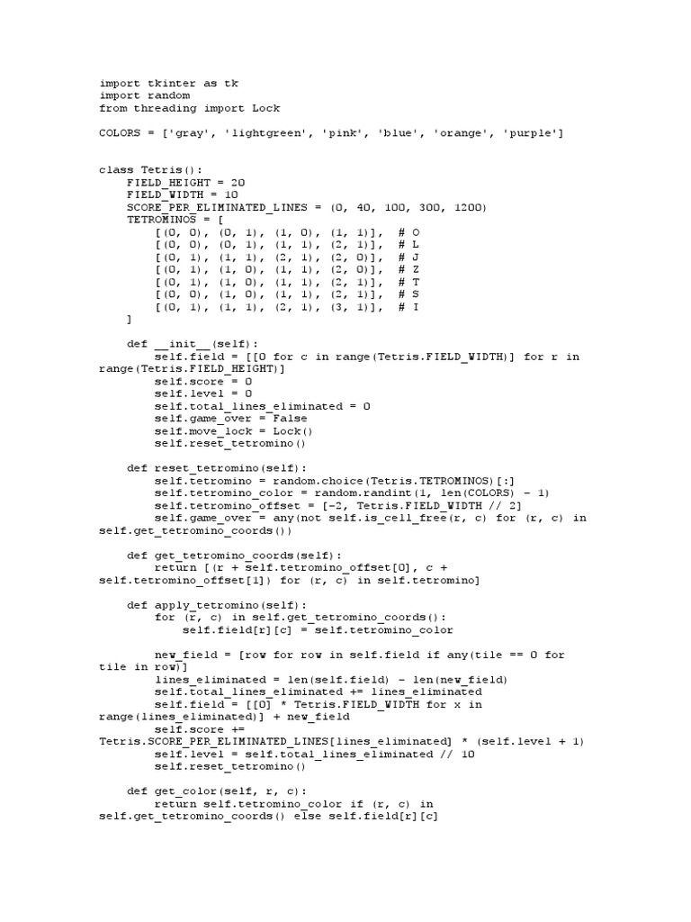 Juego de tetris | PDF