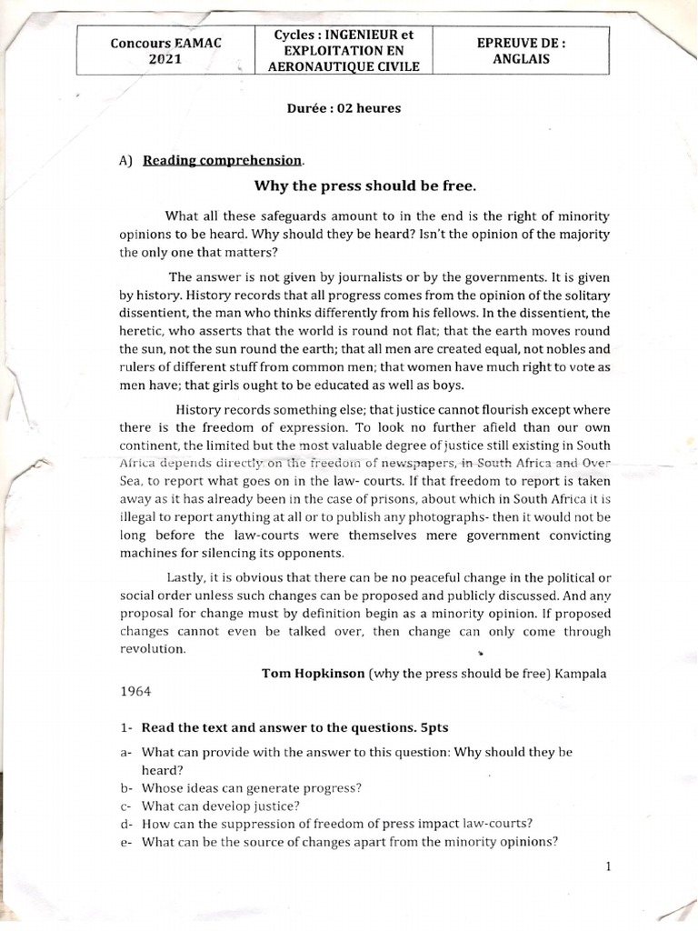 Anglais Eamac 2021 | PDF