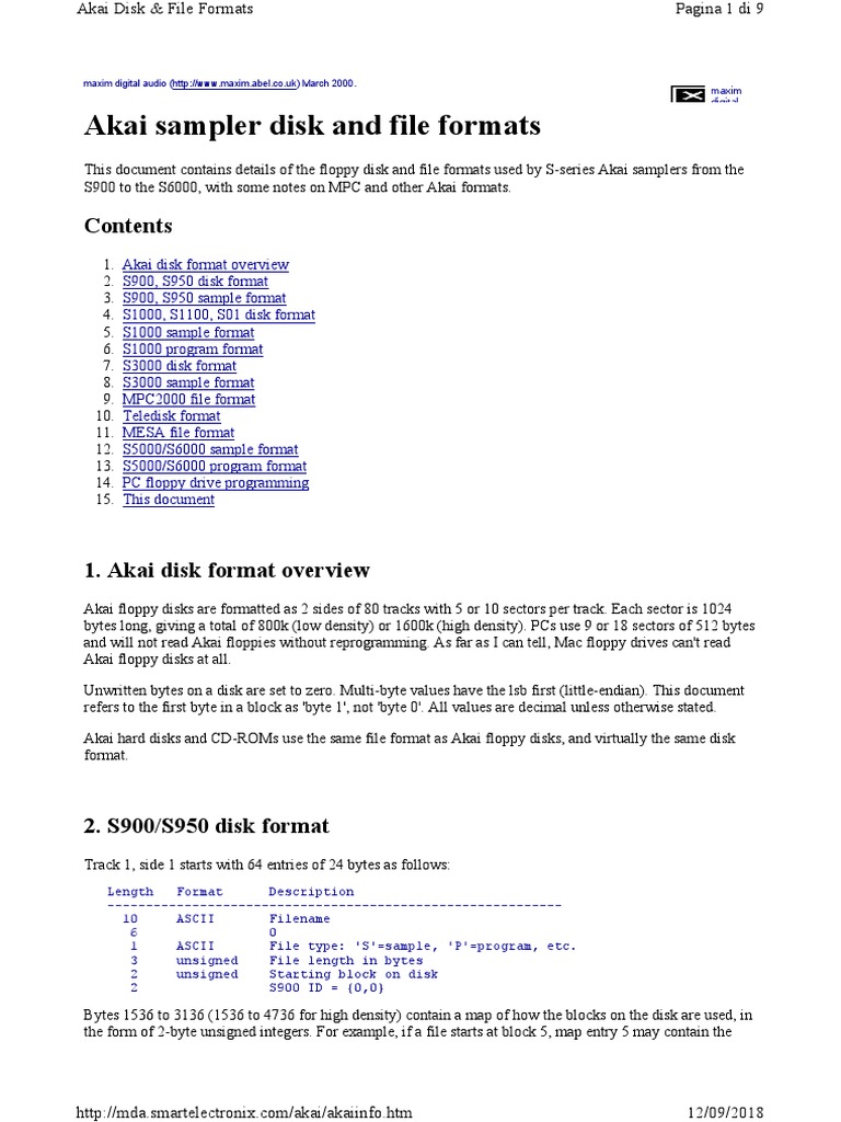 akai disk & file formats.pdf | PDF | Floppy Disk | Computer File