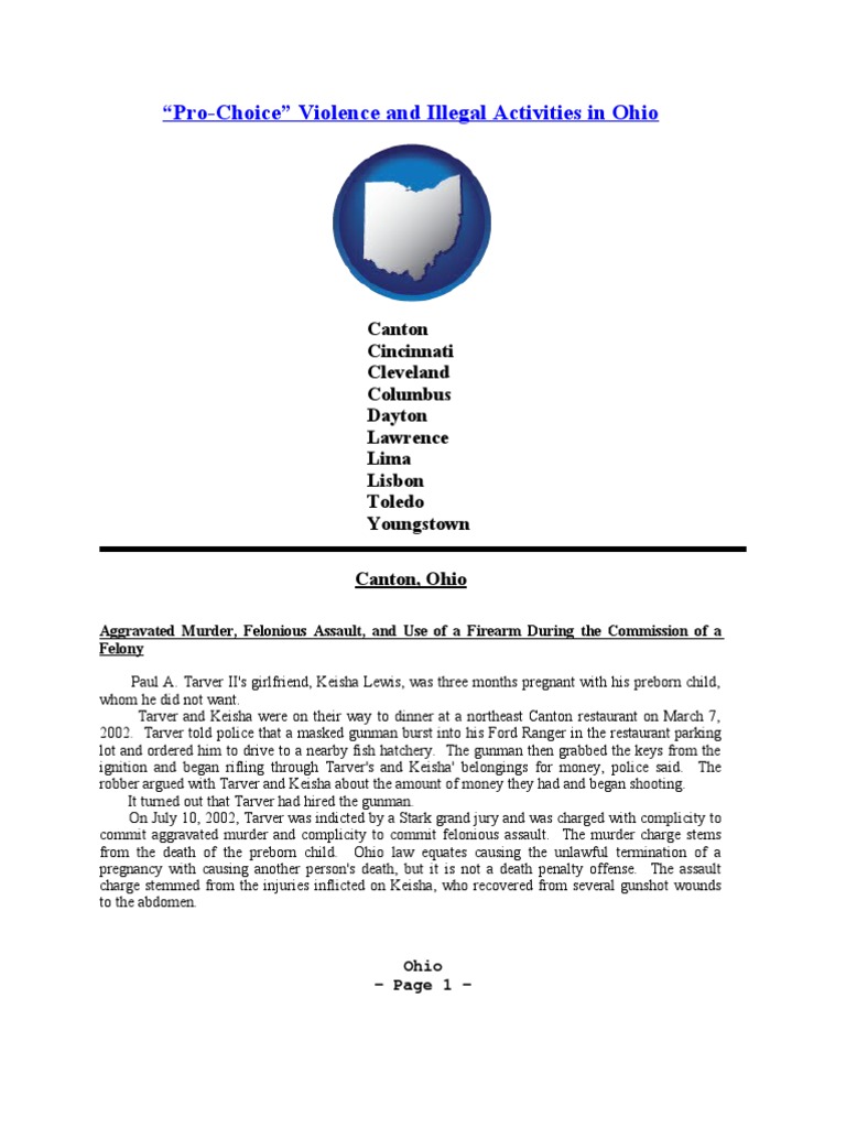 Pro-Choice Violence in Ohio | PDF | Planned Parenthood | Abortion ...