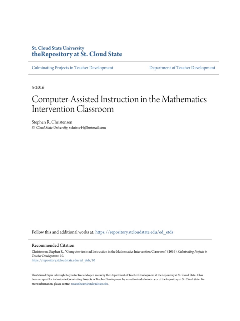 Computer-Assisted Instruction in The Mathematics Intervention Cla | PDF ...