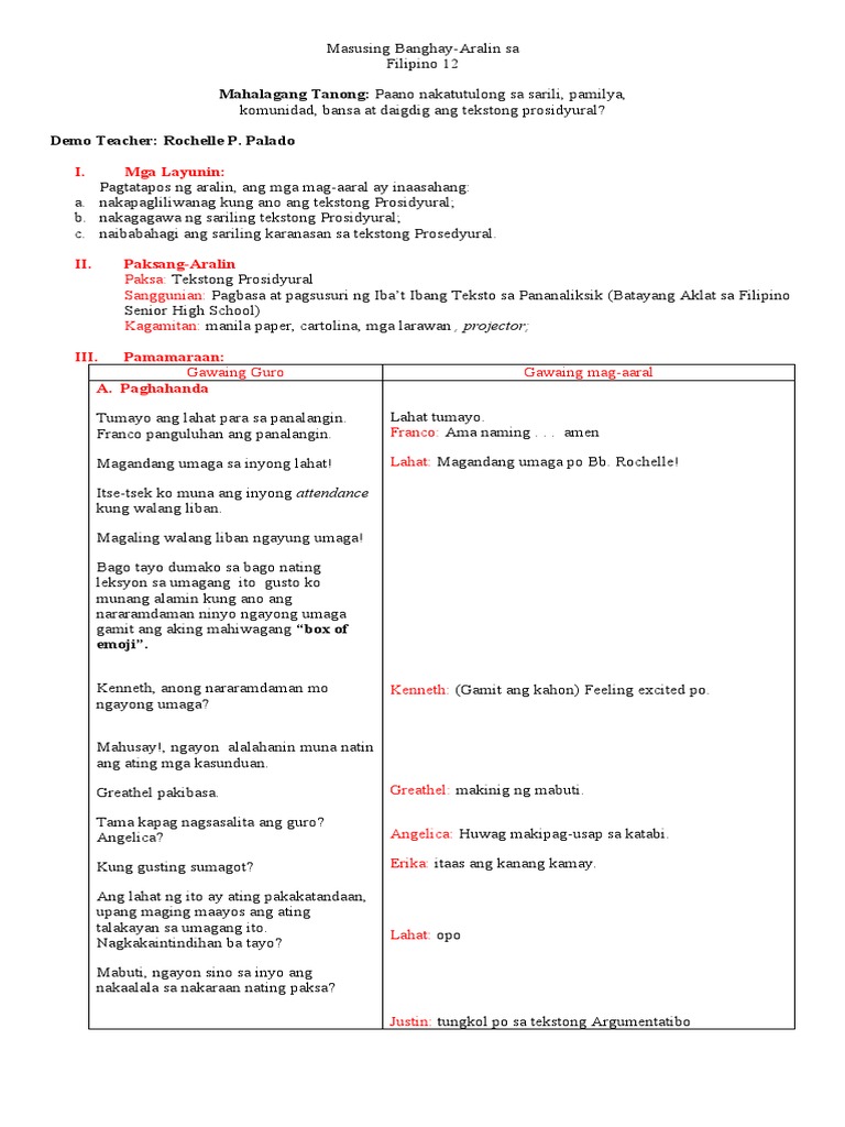 Detailed Lesson Plan Fil 11 | PDF