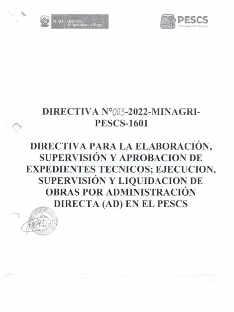 Directiva #0003 2022 Minagri Pescs 1601 PDF | PDF Directiva #0003 2022 Minagri Pescs 1601 PDF | PDF