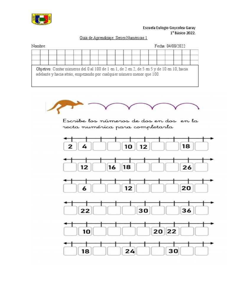 Guía de Series Numéricas 1° Básico | PDF