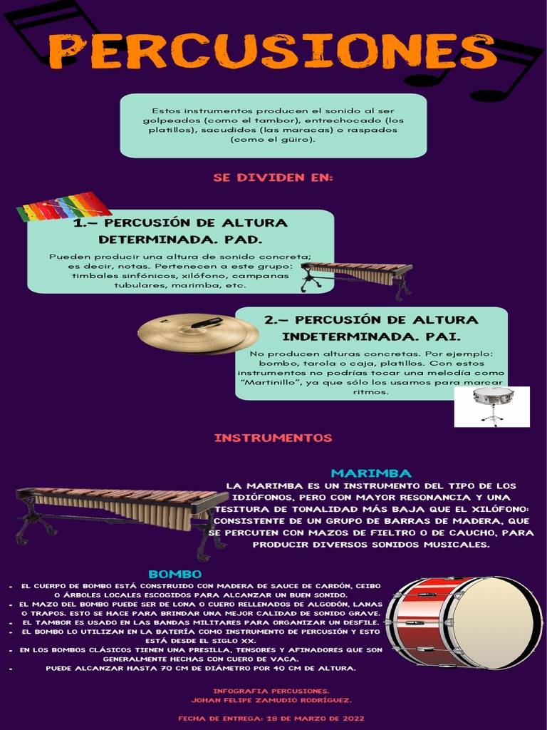 Infografía Percusiones | PDF | Instrumentos musicales | Instrumentos de ...