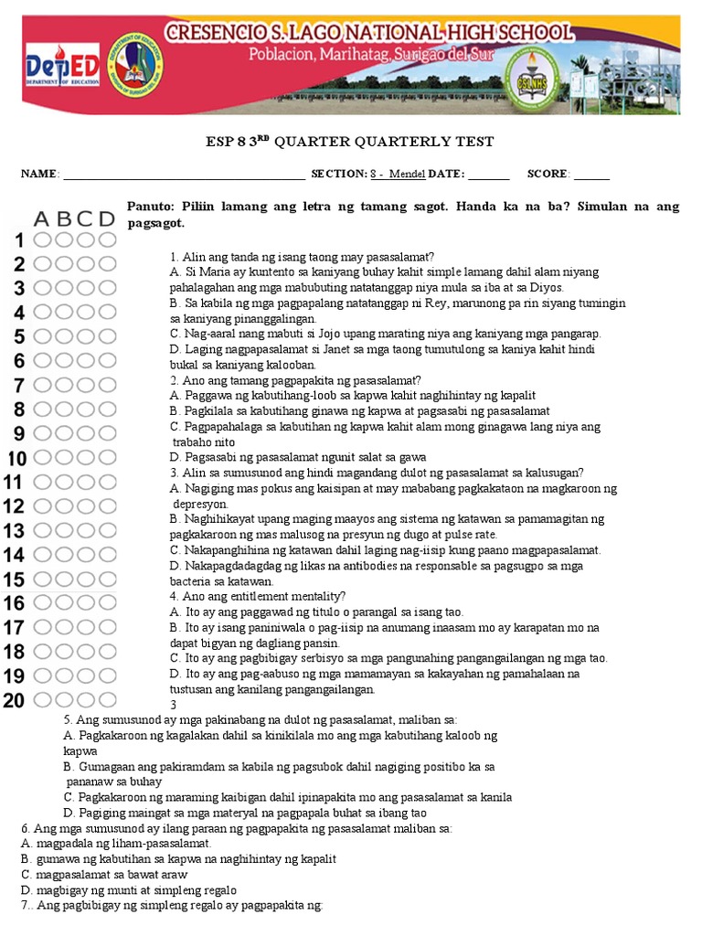 Quarterly Test | PDF