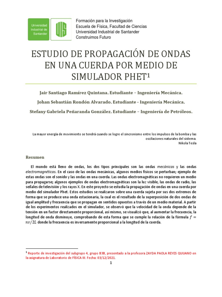 Informe Proyecto 1 | PDF | Olas | Frecuencia