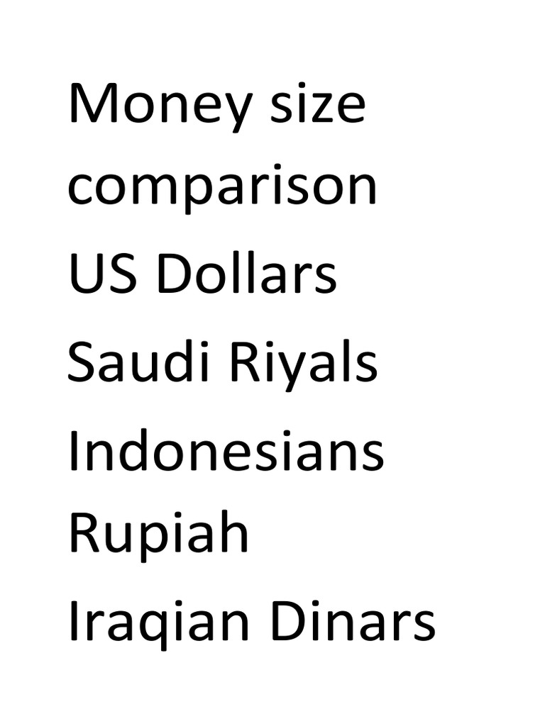 Money Size Comparison | PDF