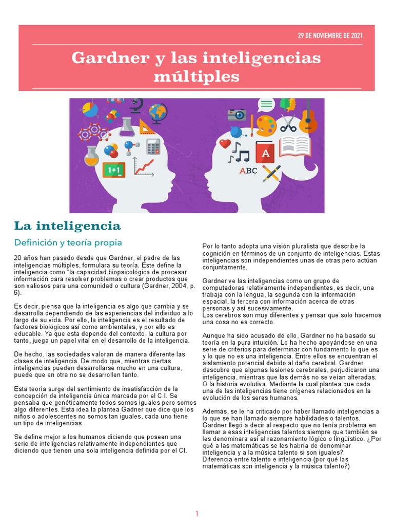 Gardner y Las Inteligencias Múltiples | PDF | Inteligencia | Aprendizaje