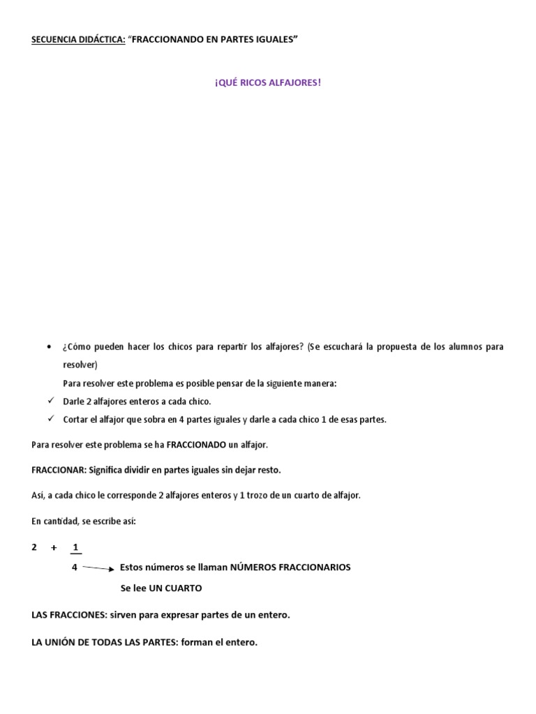 Fraccionando en Partes Iguales | PDF | Alimentos