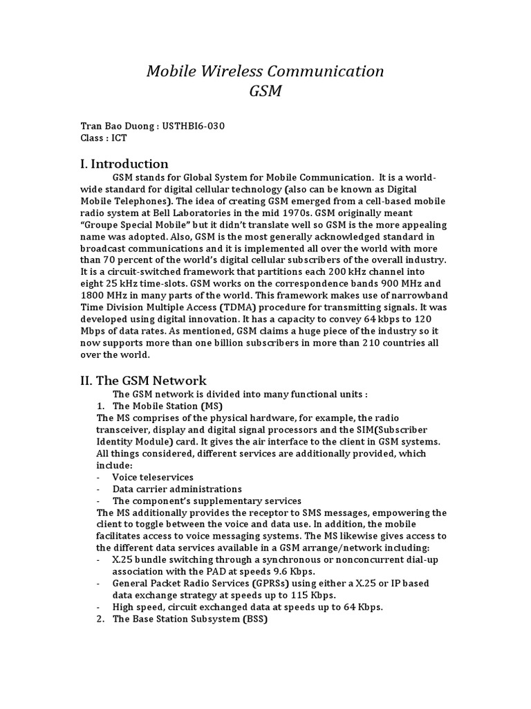 Mobile Wireless Communication | PDF | Gsm | Data Transmission
