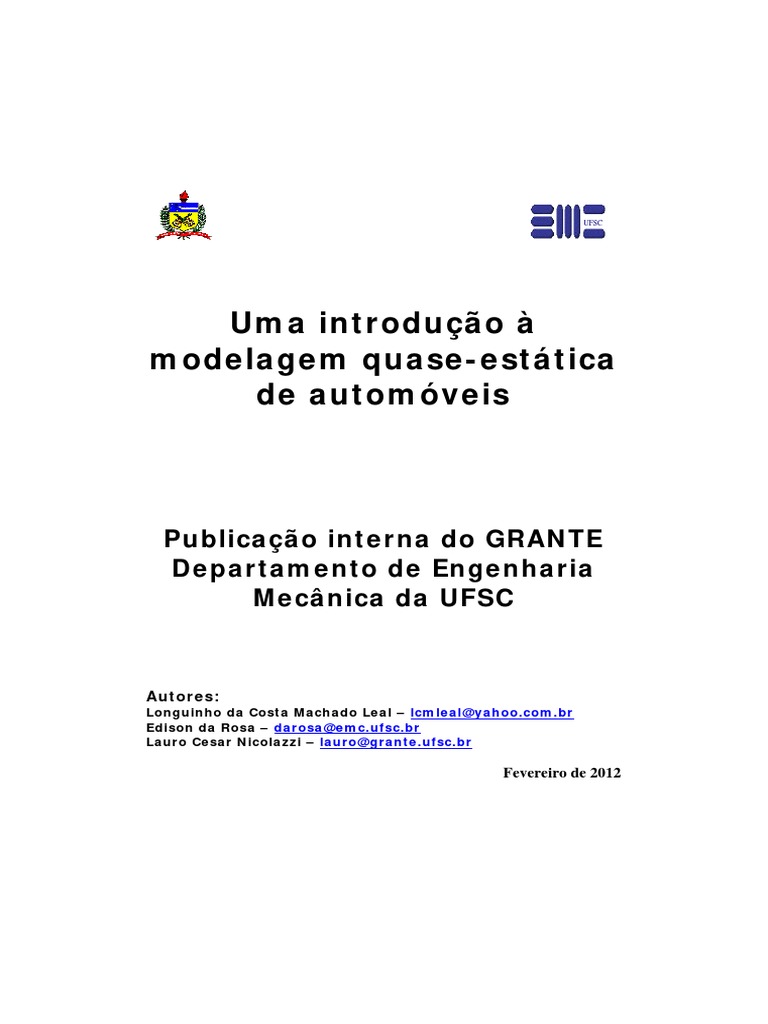Uma Introducao A Modelagem Quase Estatic | PDF | Pneu | Atrito