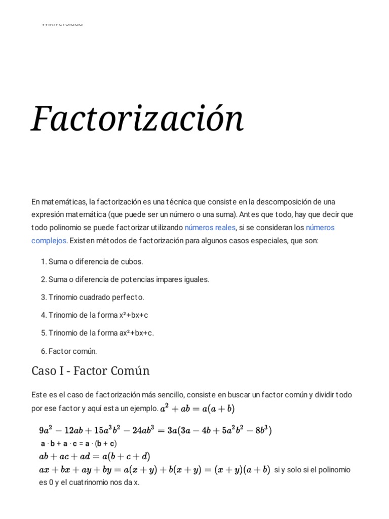 Factorización | PDF | Factorización | División (Matemáticas)