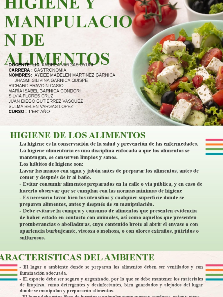 Presentacion de Higiene y Manipulacion de Los Alimentos | PDF ...