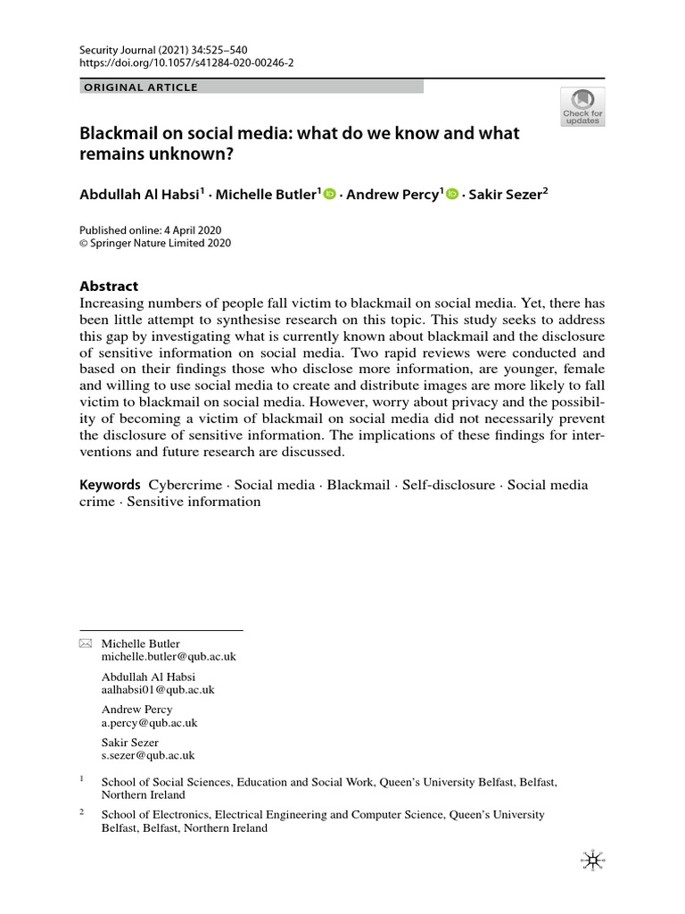Blackmail On Social Media: What Do We Know and What Remains Unknown? | PDF | Social Media ...