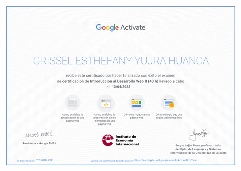 Certificado HTML 2 Google Activate | PDF