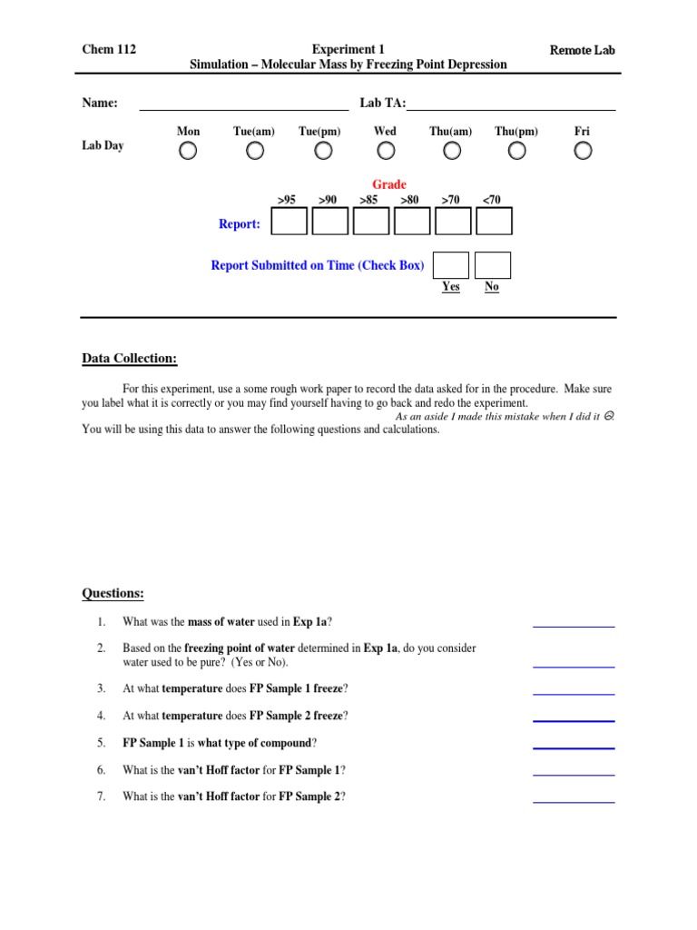 Data Collection:: Chem 112 Experiment 1 Simulation - Molecular Mass by ...
