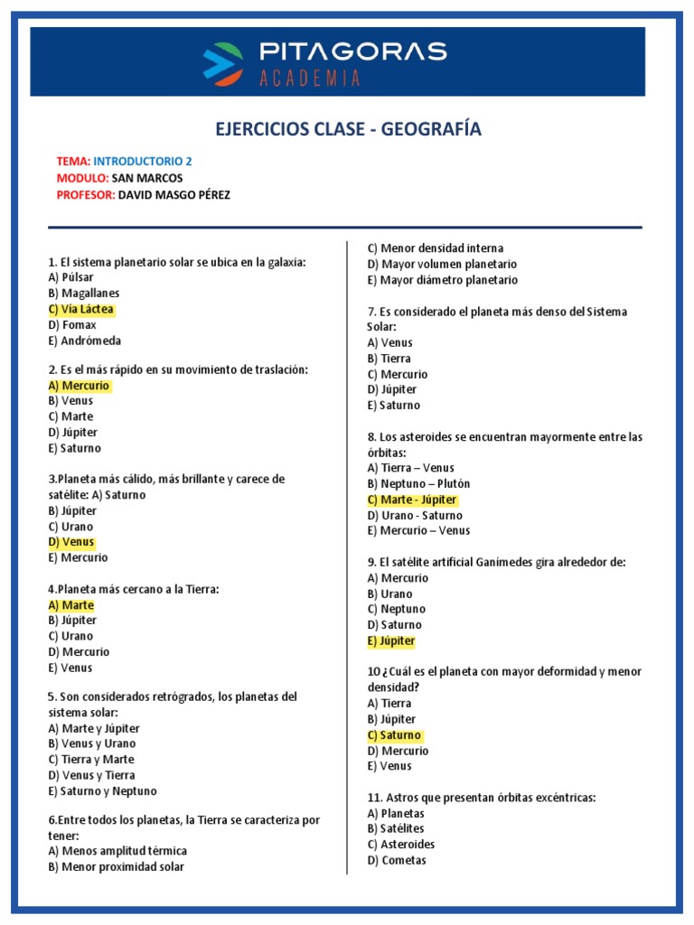 SSAVMA - GF - Ejer.02 - INTRODUCTORIO 2 | PDF | Planetas | Sistema solar