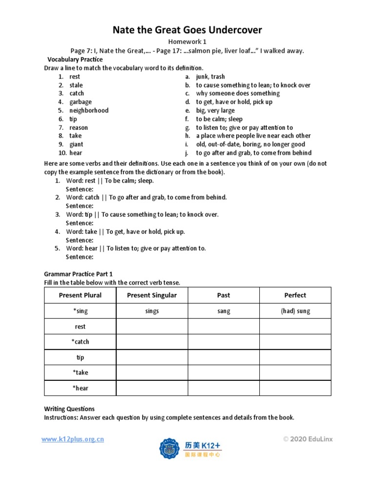 Nate Goes Undercover HW 1 | PDF | Linguistics | Grammar