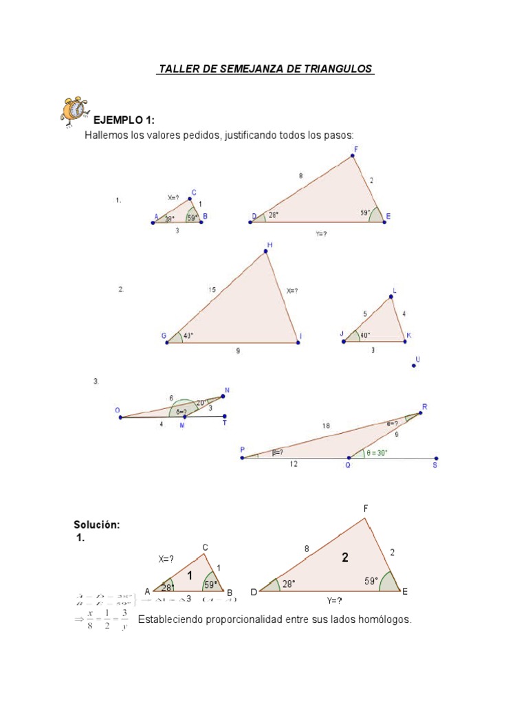 Taller de Semejanza de Triangulos | PDF | Triángulo | Geometría Elemental