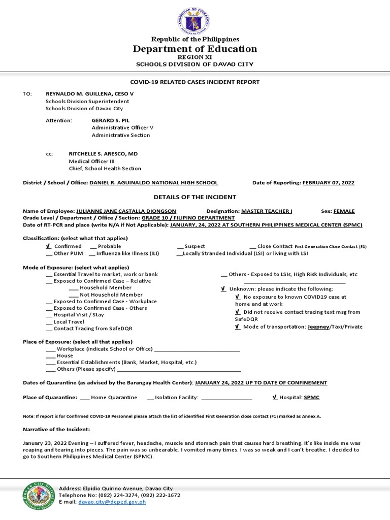 incidental report covid | PDF | Clinical Medicine | Public Health