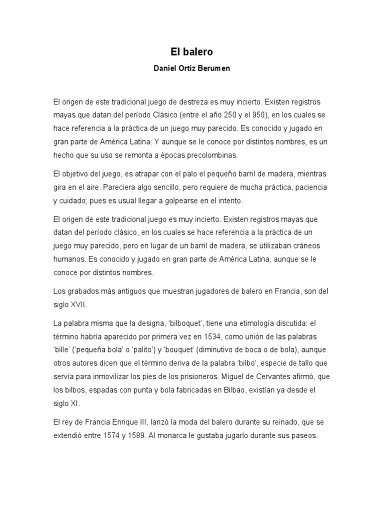 Historia y reglas del balero tradicional | PDF