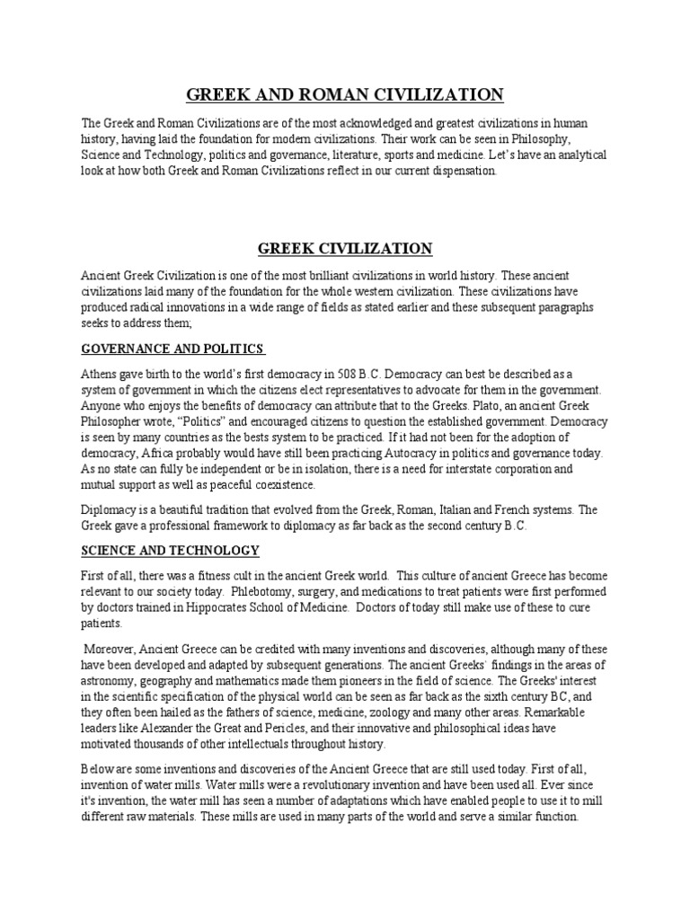Greek and Roman Civilization | PDF | Ancient Greece | Science