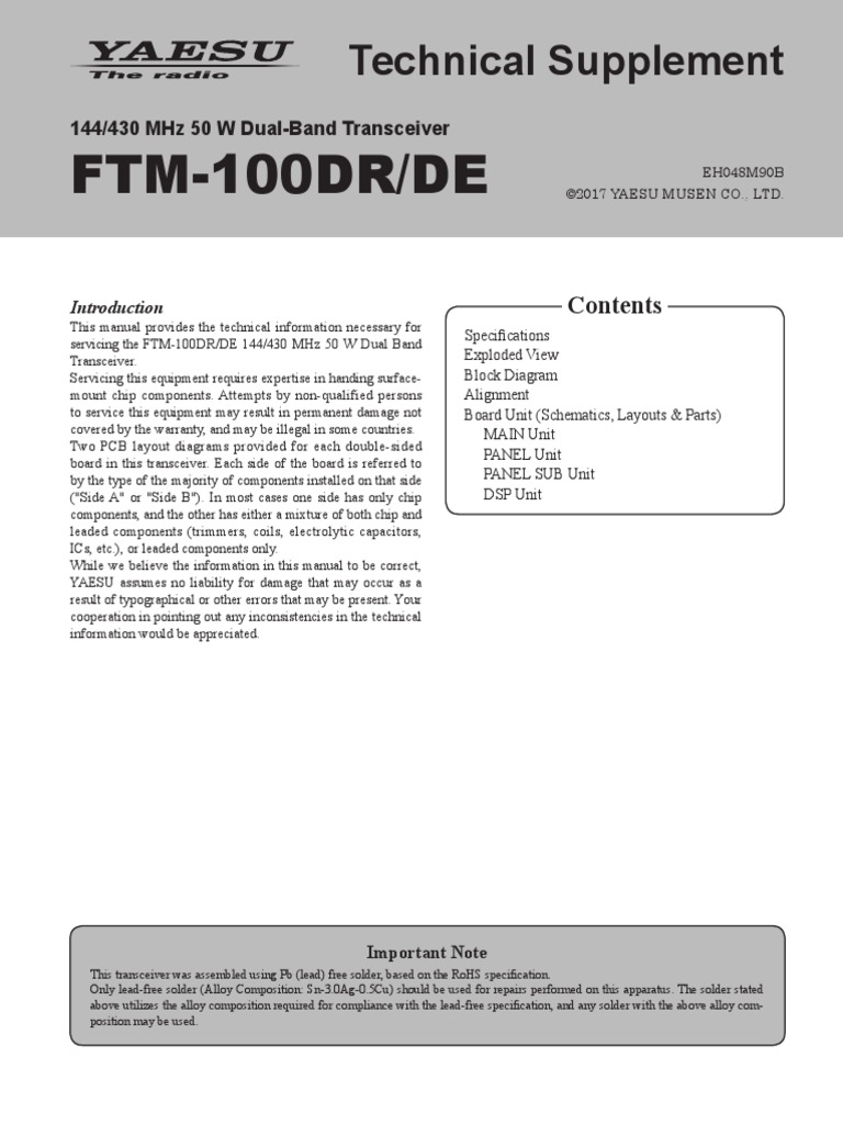 FTM 100DR Dualband Transceiver Technical Supplement en | PDF ...