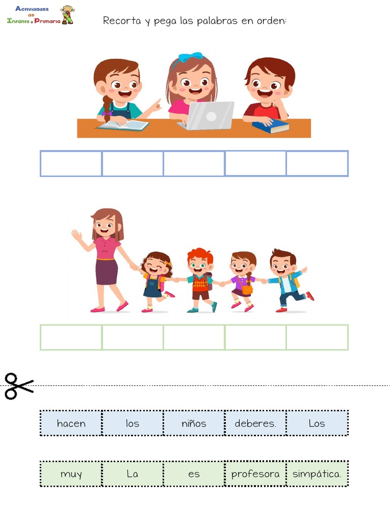 Actividades de recortar y pegar palabras | PDF | Artes del Lenguaje y ...