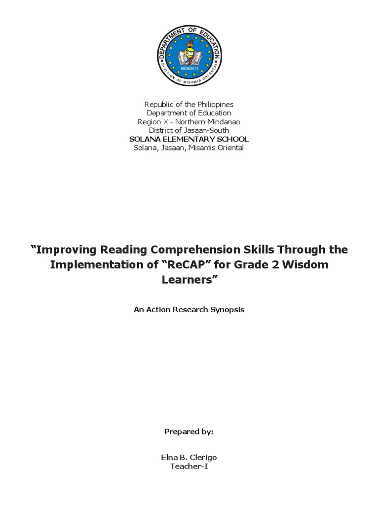 "Improving Reading Comprehension Skills Through The Implementation of "Recap" For Grade 2 Wisdom ...