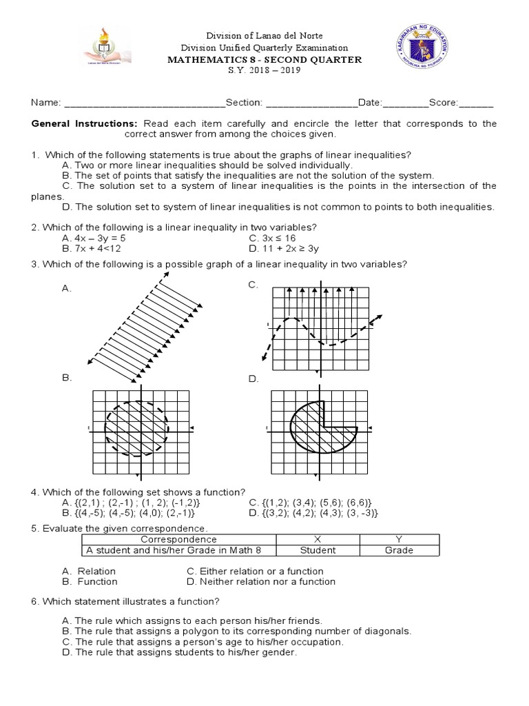 Mathematics 8 - Second Quarter | PDF | Function (Mathematics) | Mathematical Proof