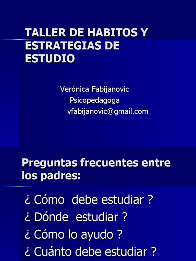 TALLER - Hábitos y Estrategias de Estudio | PDF | Habilidades de ...