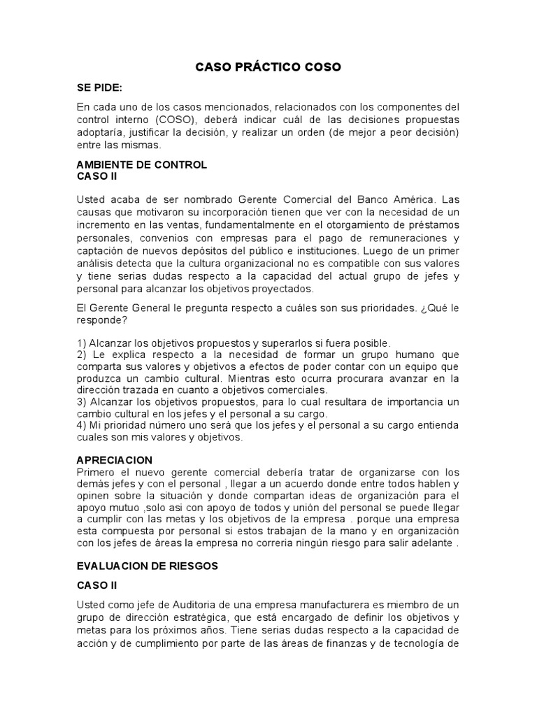 Caso Práctico Coso II | PDF | Business | Evolución sociocultural