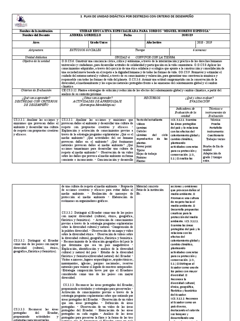 Pud Eess U6 | PDF | Aprendizaje | Entorno natural