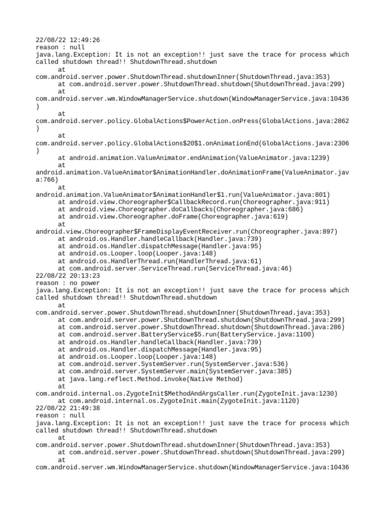 Power Off Reset Reason | PDF | Java (Programming Language) | Technology ...