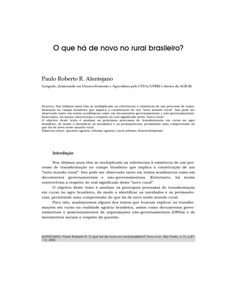 O que há de novo no rural brasileiro? Uma análise crítica das ...