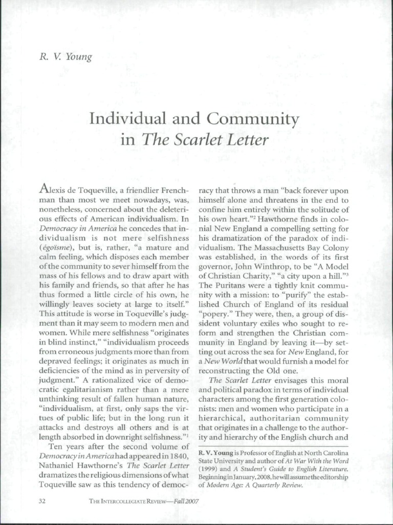 Individual and Community in The Scarlet Letter | PDF | The Scarlet ...