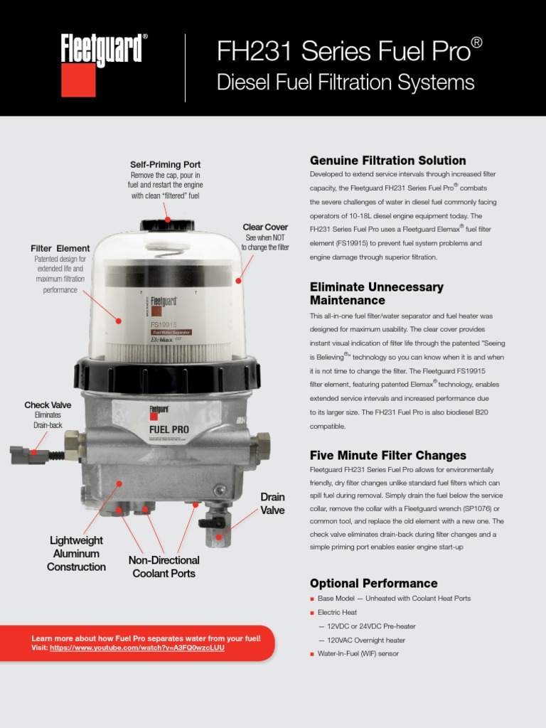 Fuel Pro FH231 Boletin | PDF | Filtration | Diesel Engine