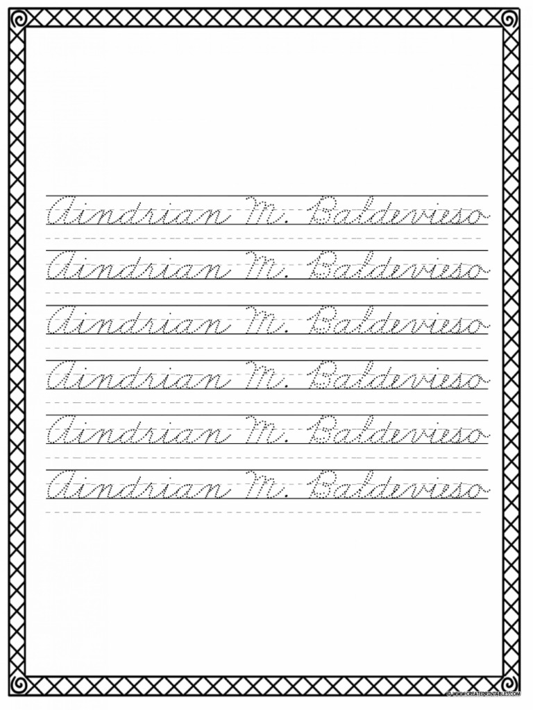 Cursive Name Tracing Worksheet-FC7C-DA10-EA7A | PDF