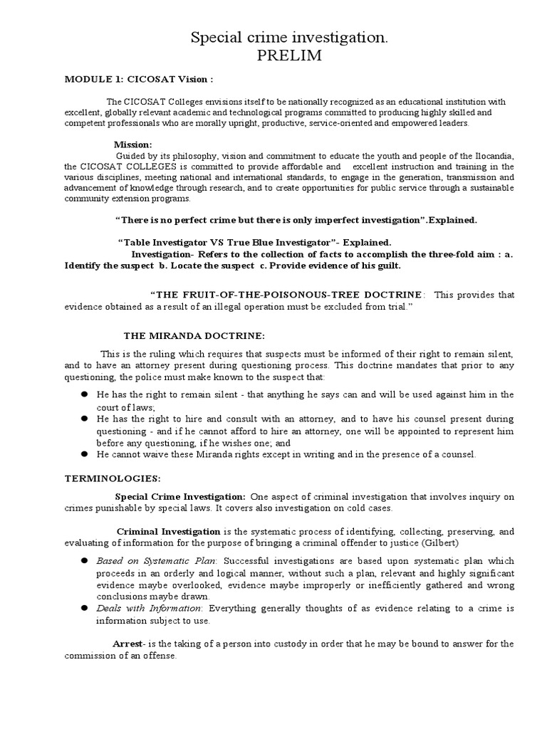 MODULE 1 | PDF | Crime Scene | Arrest