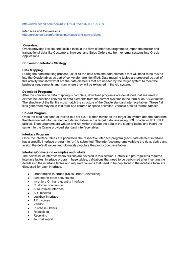 Interfaces and Conversions | PDF | Application Programming Interface | Oracle Database