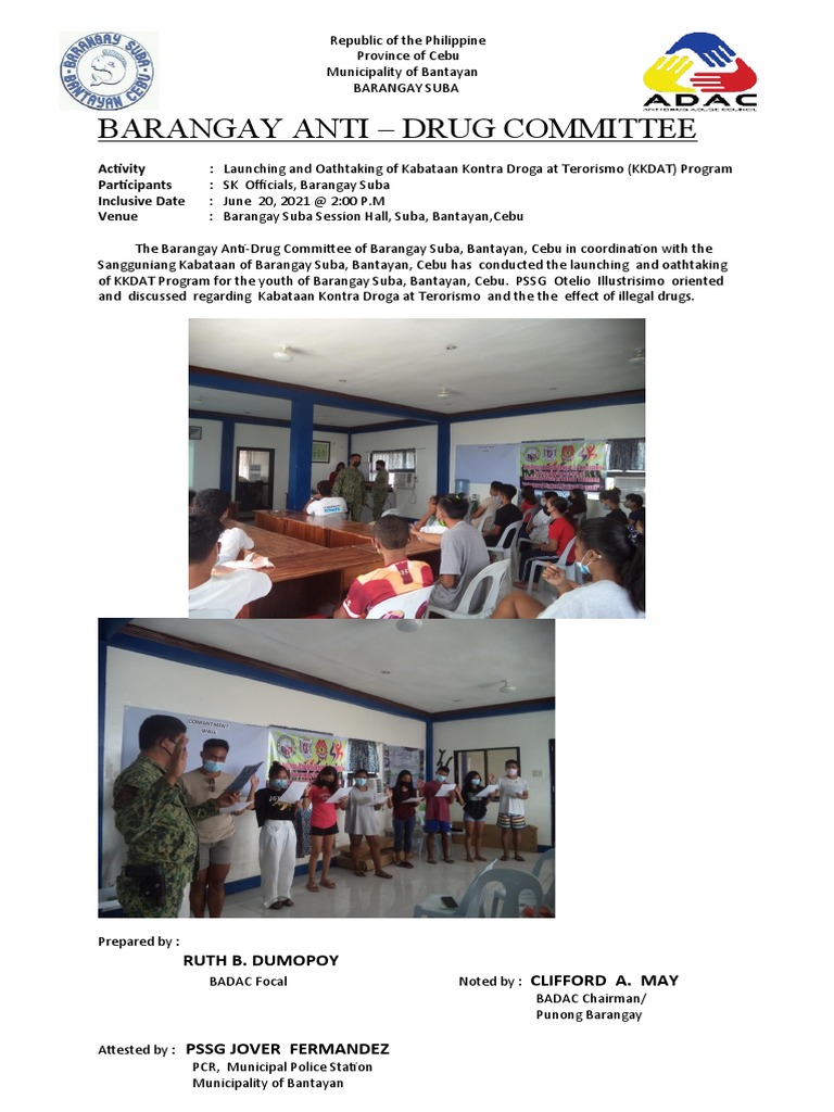 Barangay Anti - Drug Committee: Ruth B. Dumopoy Clifford A. May | PDF | Philippines | Social ...