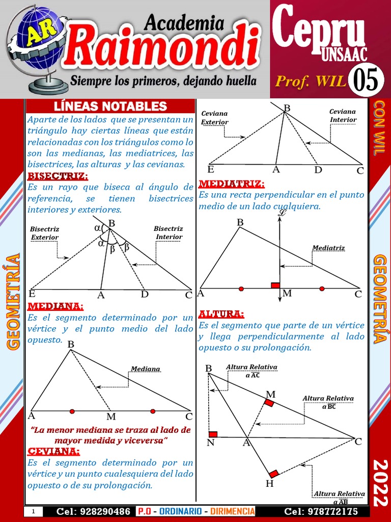 Lineas y Puntos Notables | PDF | Triángulo | Formas geométricas