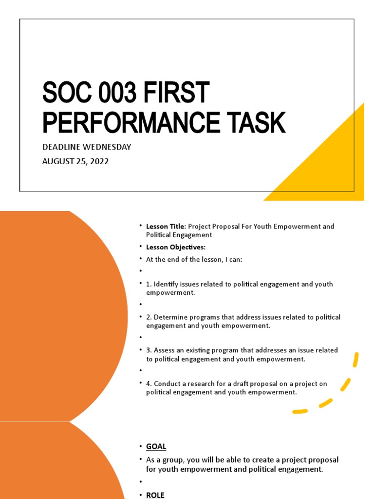 Soc 003 First Performance Task: Deadline Wednesday AUGUST 25, 2022 ...