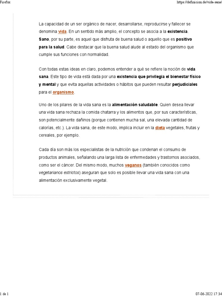 Definición de Vida Sana - Qué Es, Significado y Concepto | PDF | Estilo ...